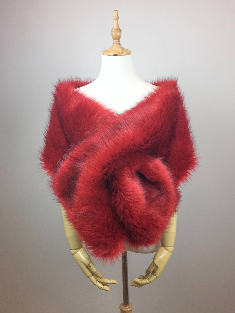 Red Faux Fur Bridal Wrap, Wedding Shrug, Fur Stole - Etsy
