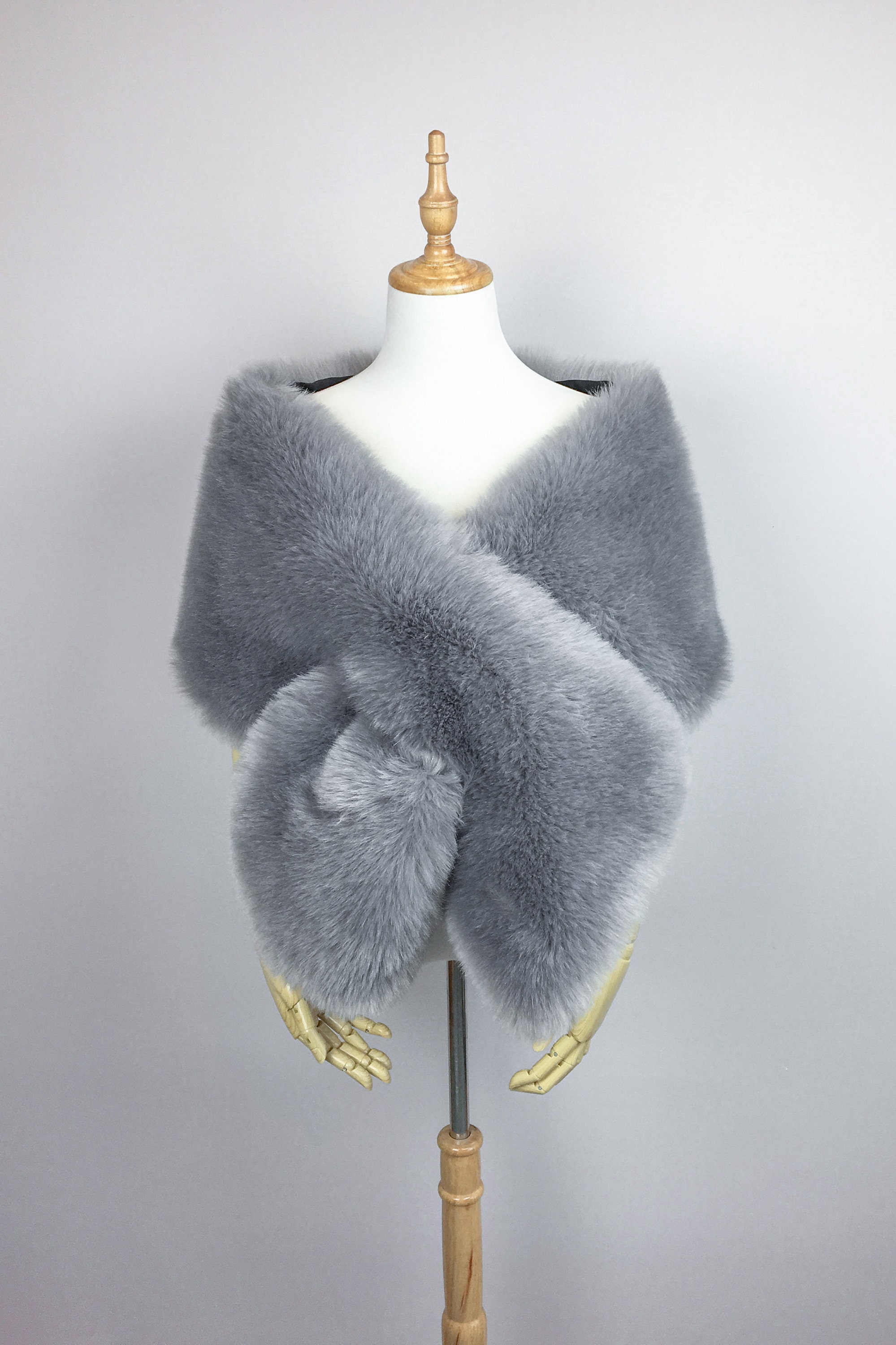 Grey Faux Fur Bridal Wrap, Wedding Fur Shrug, Faux Fur Wrap, Bridal ...