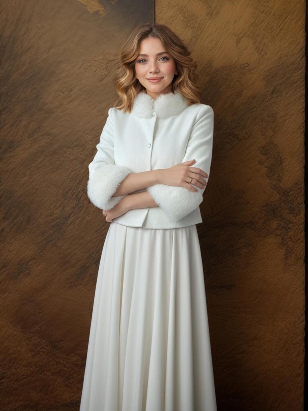 Ivory Bridal Jacket, Long Sleeve Wedding Cover-up, Fleece Lined - Etsy