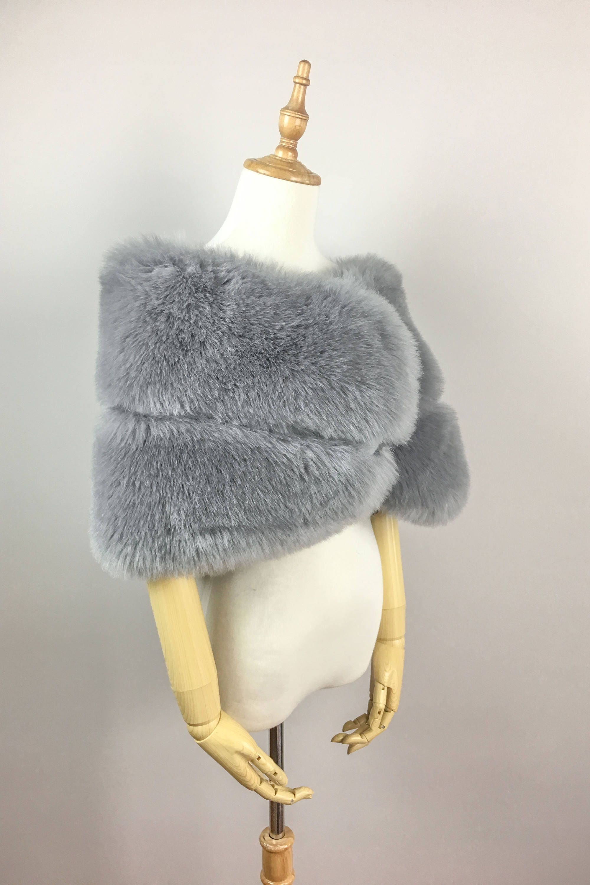 Grey faux fur bridal wrap Wedding Fur shrug White Fur Wrap | Etsy