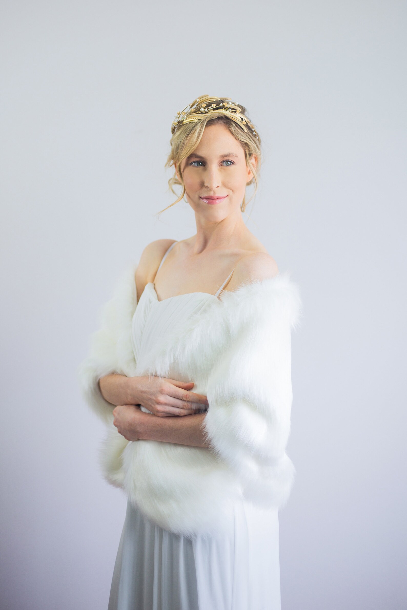 Ivory faux fur bridal wrap Wedding Fur shrug Ivory Fur Wrap | Etsy