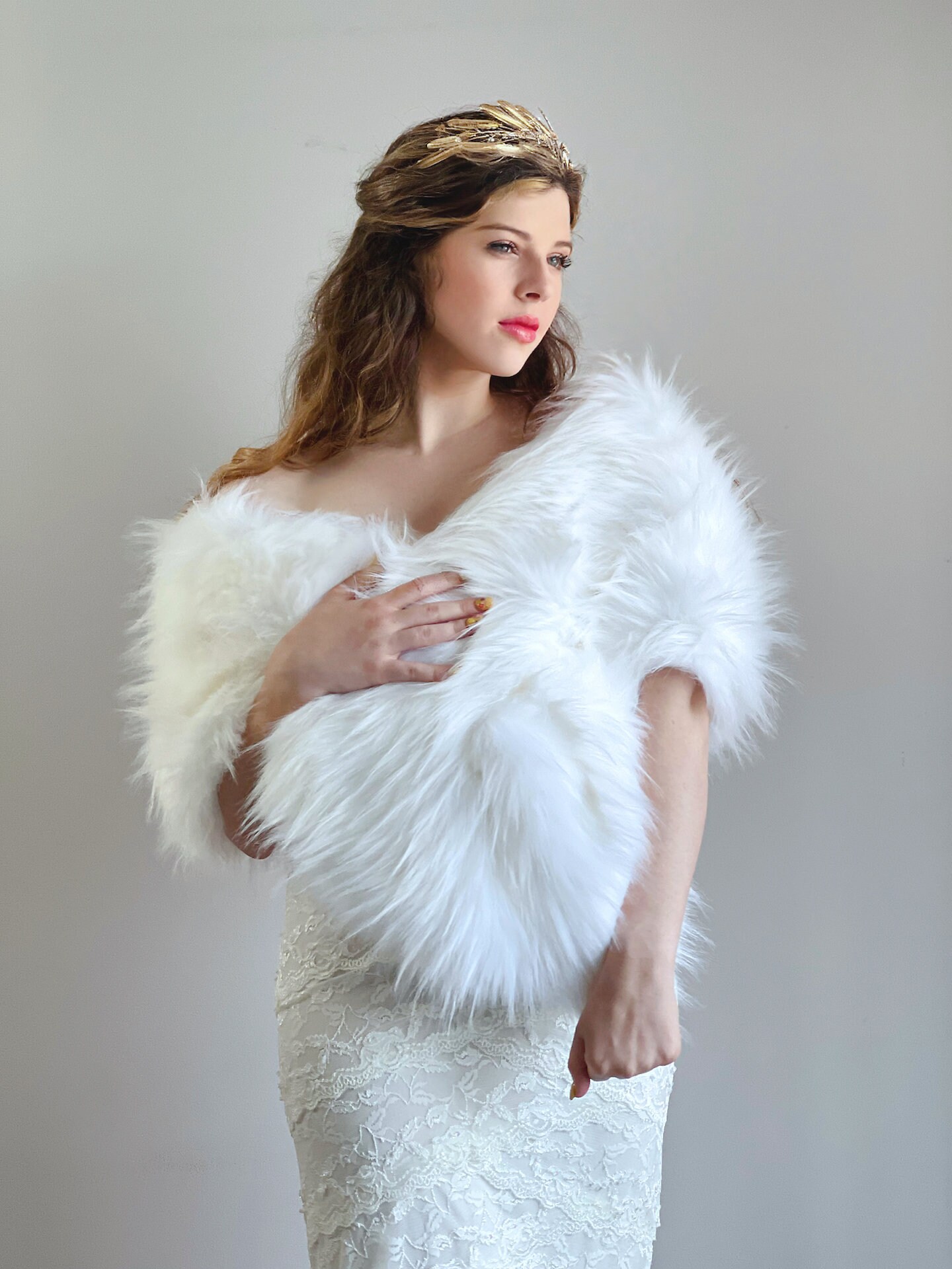 Ivory Faux Fur Bridal Wrap Wedding Fur Shawl Ivory Fur Wrap - Etsy UK