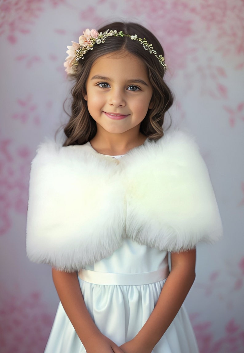 Light Ivory Flower Girl Faux Fur Wrap, Shawl (kid Wht01) - Etsy