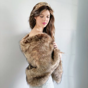 Brown Faux Fur Bridal Wrap, Wedding Fur Shrug, Brown Fur Wrap, Bridal ...