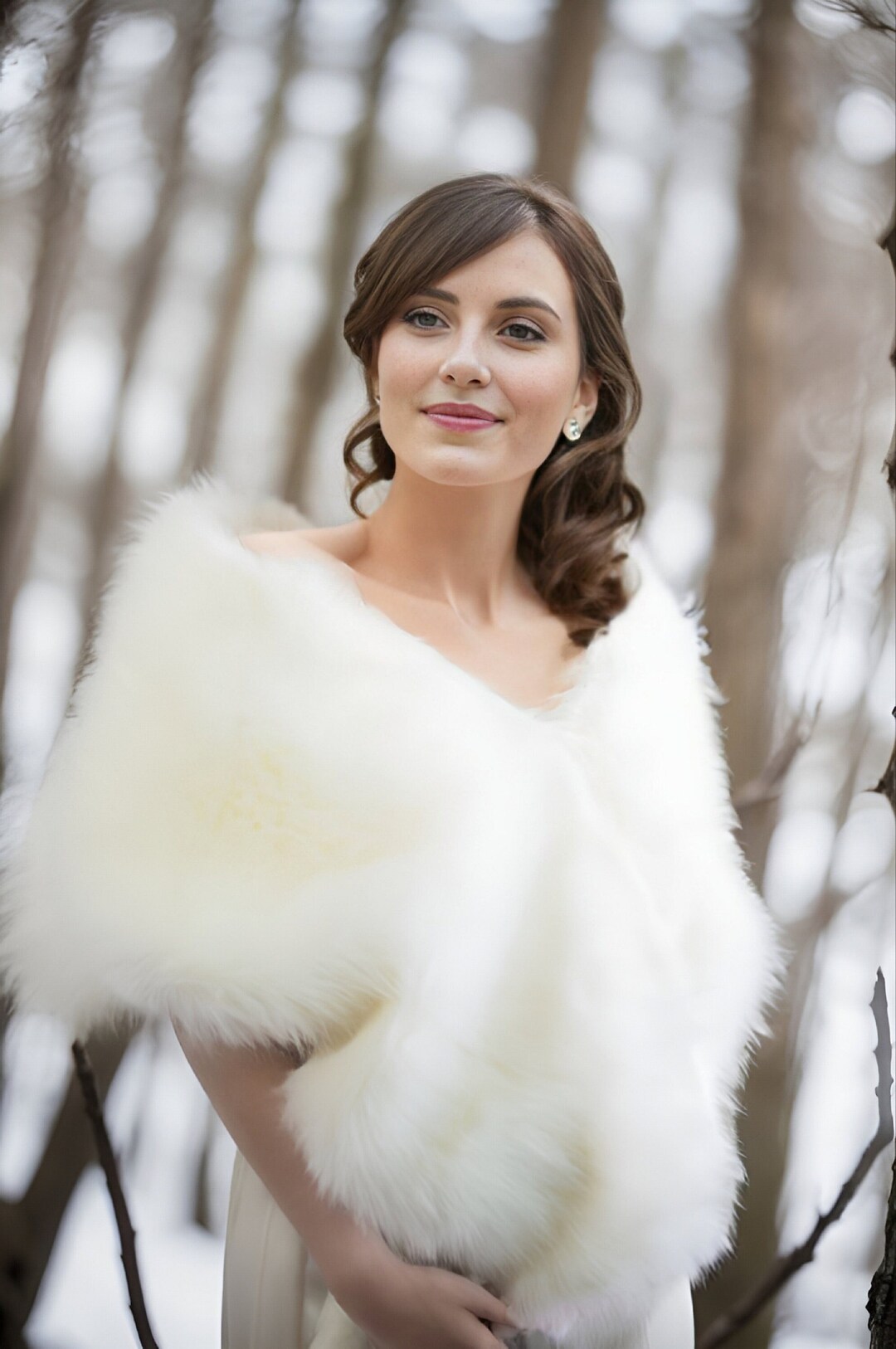 Ivory Faux Fur Bridal Shawl, Wedding Fur Shawl, Faux Fur Stole, Ivory ...