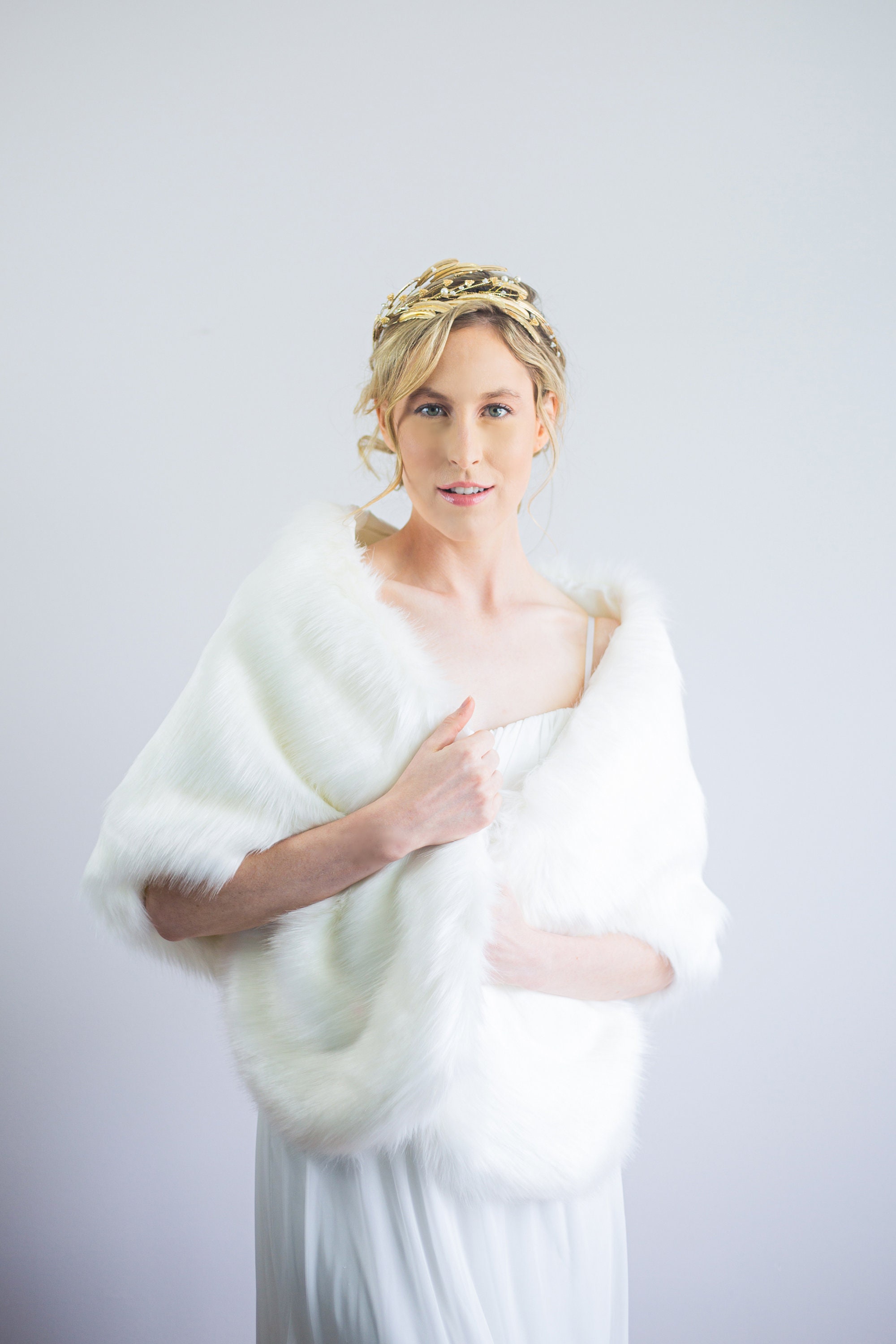 Ivory faux fur bridal wrap Wedding Fur shrug Ivory Fur Wrap | Etsy