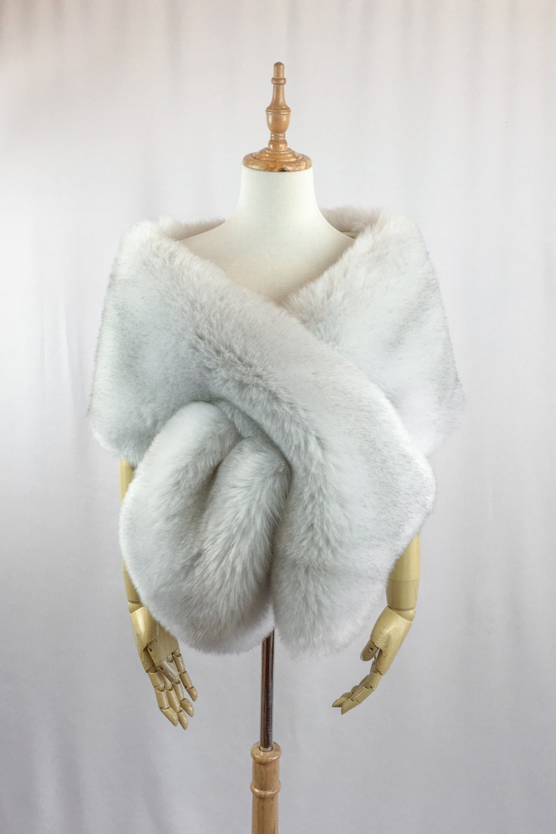 Light Gray Fur Shawl, Silver Fur Bridal Wrap, Wedding Fur Shrug, Faux ...