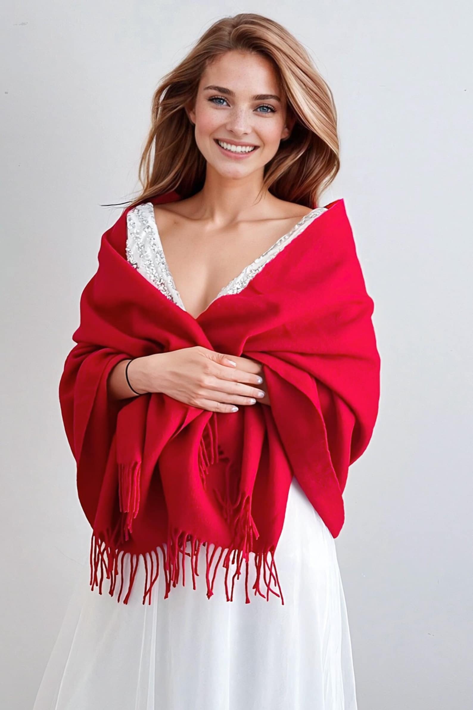 Red Bridal Wedding Shawl / Bridal Wrap / Wool Shawl / Wrap / Large ...