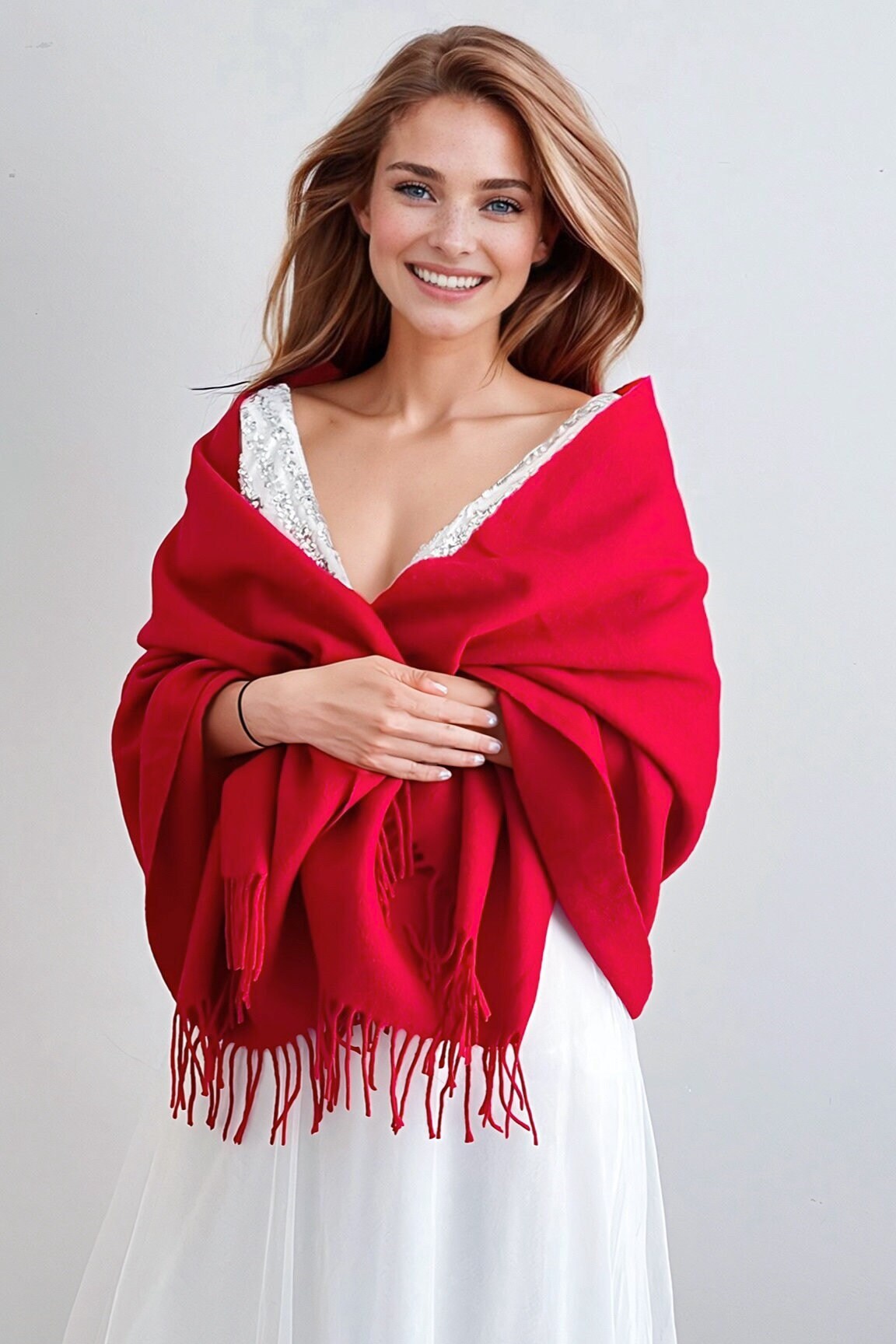 Red Bridal Wedding Shawl / Bridal Wrap / Wool Shawl / Wrap / Large ...