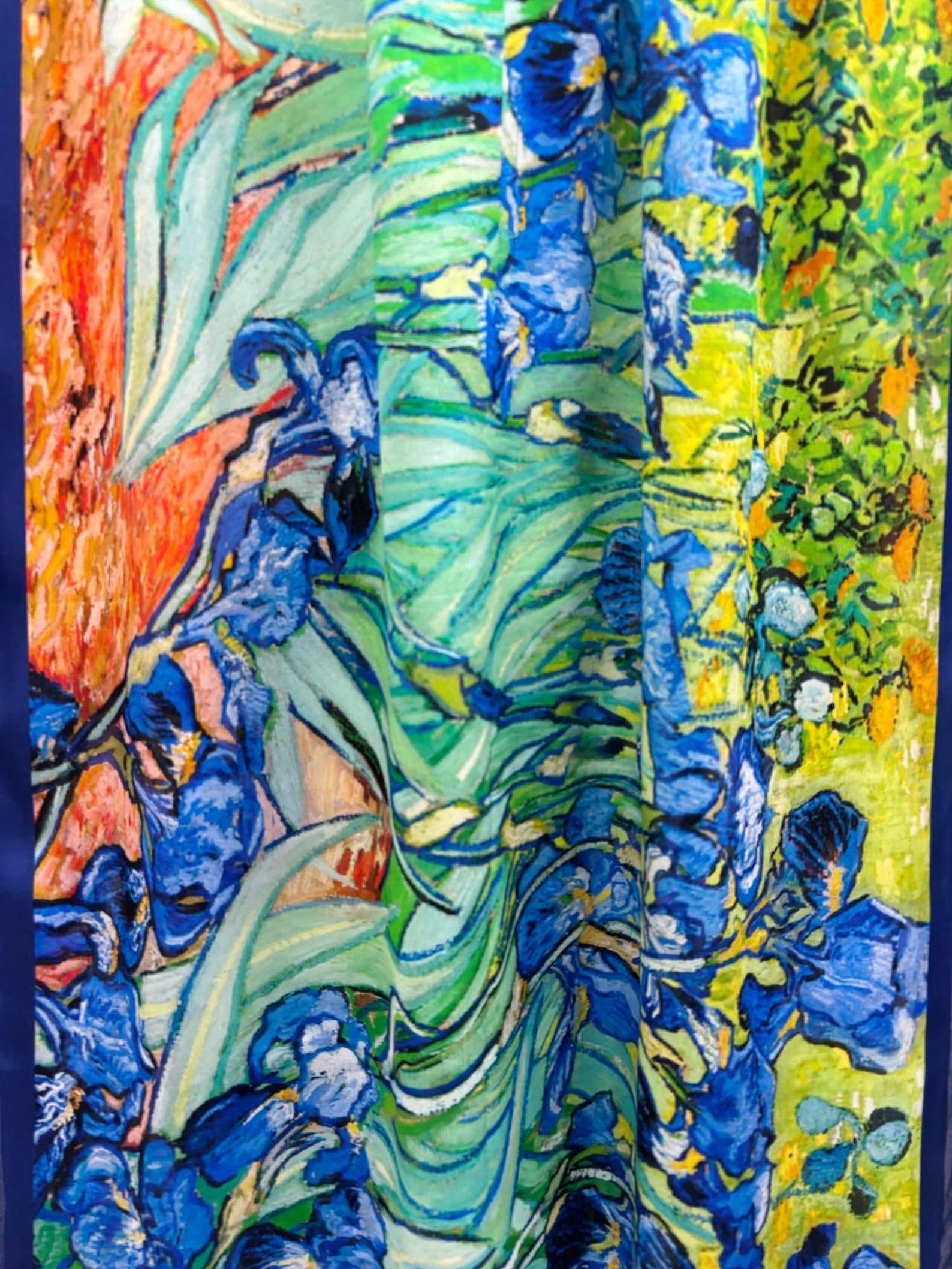 Van Gough Blue Iris Silk Scarf - Etsy