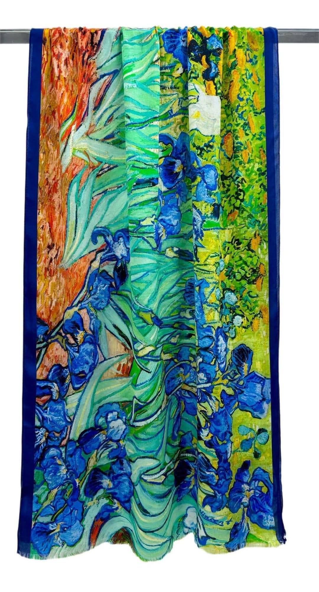Van Gough Blue Iris Silk Scarf - Etsy