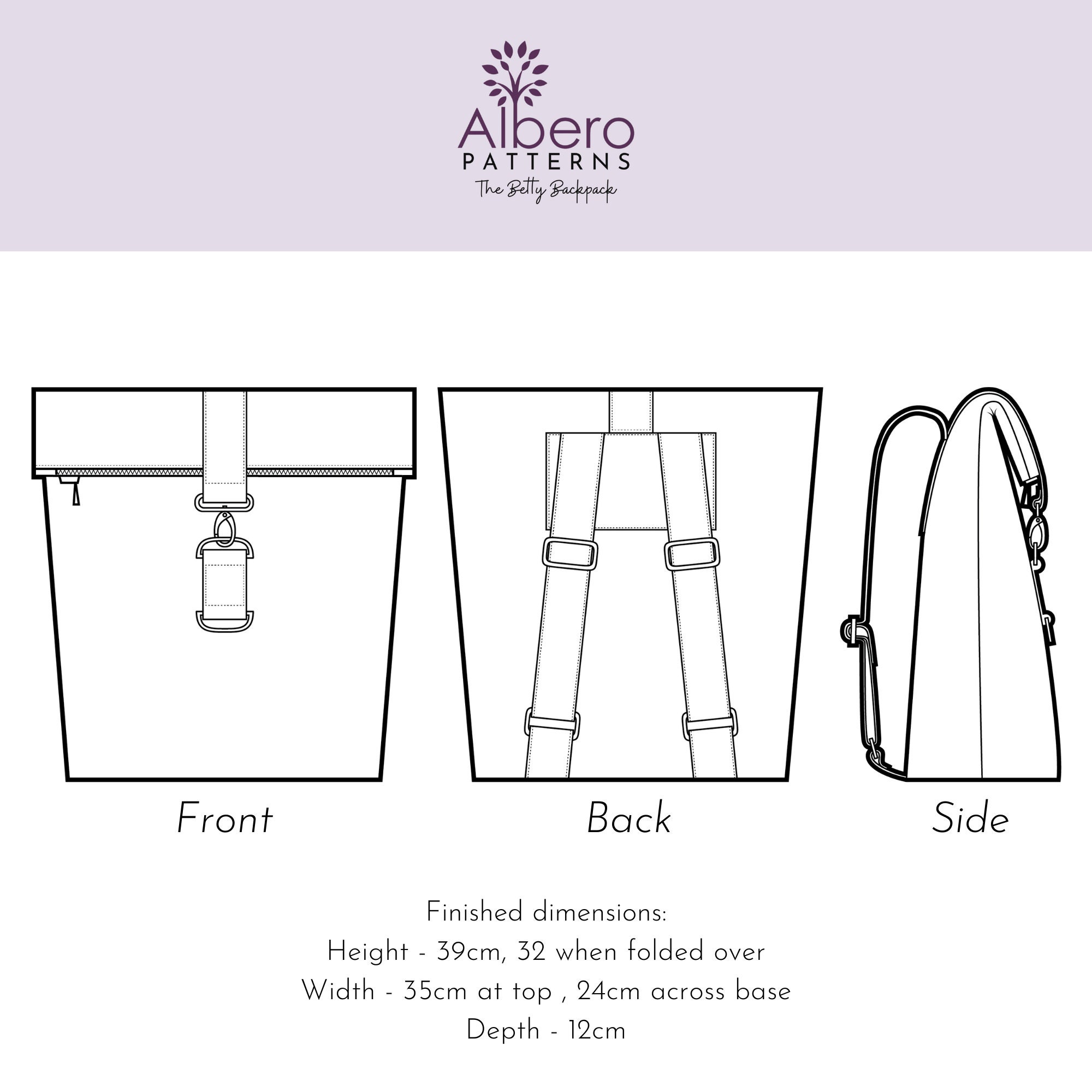 Betty Backpack Pdf Sewing Pattern// Backpack Sewing Pattern, Rucksack ...