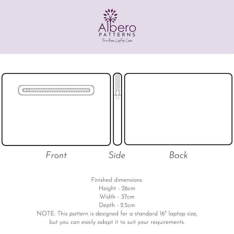 Rosa Laptop Case Sewing Pattern // DIY Laptop Sleeve With Zipper PDF ...
