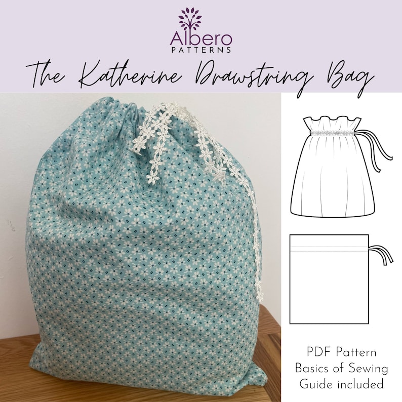 Drawstring Bag PDF Sewing Pattern // Drawstring Pattern, Laundry Bag ...
