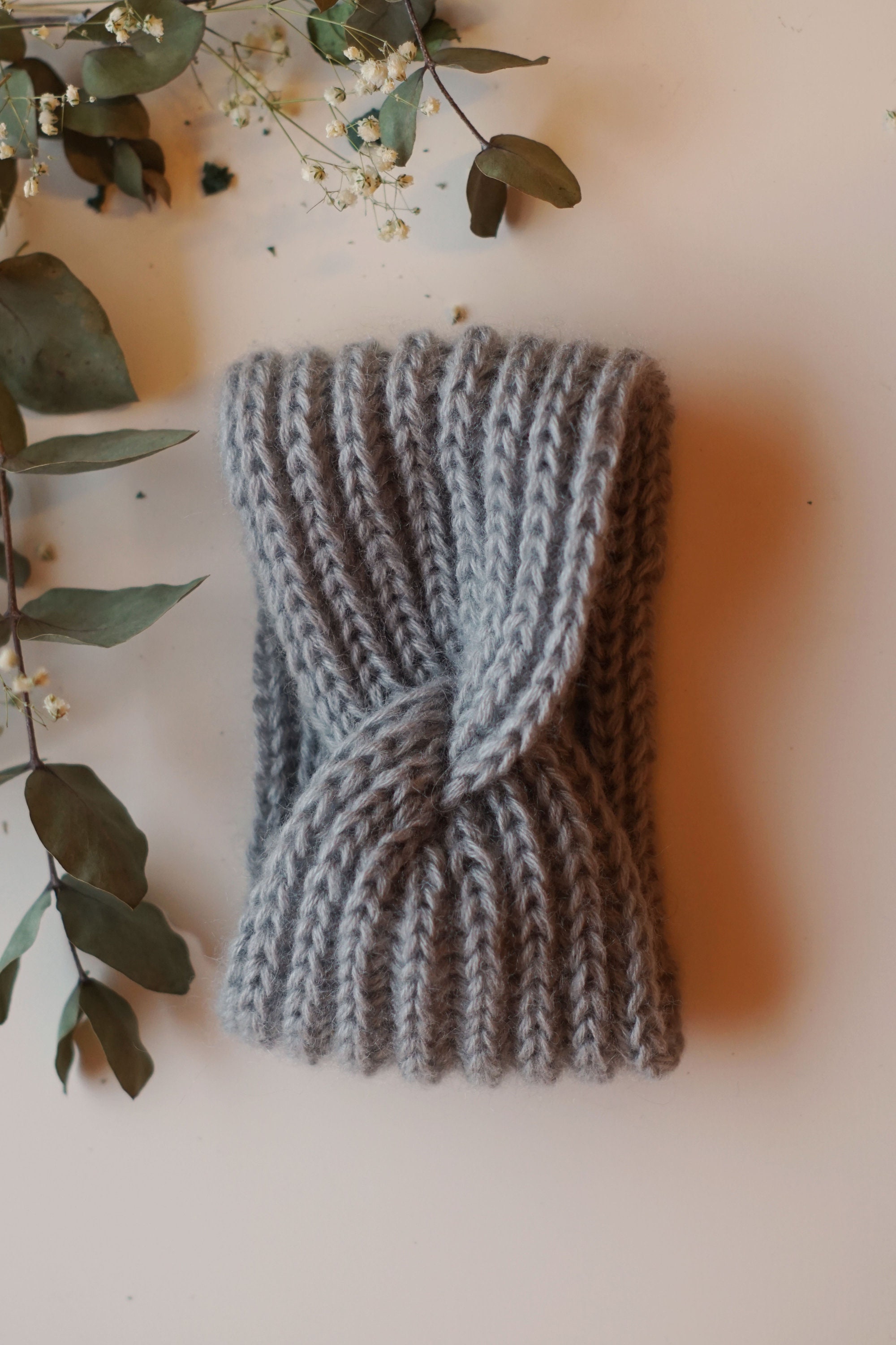 Knitted Headband Knit Hair Accessories Gray Mohair Headband | Etsy