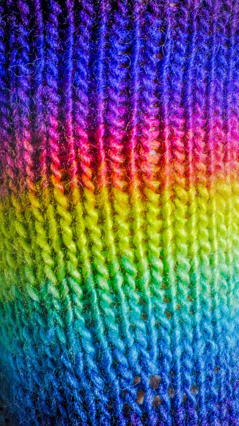 Handknit Rainbow Wool Yoga Socks, Knee High Leg Warmers, Open Heel and ...