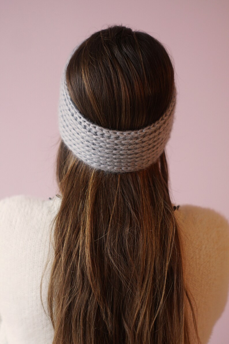 Knitted Headband Knit Hair Accessories Gray Mohair Headband - Etsy