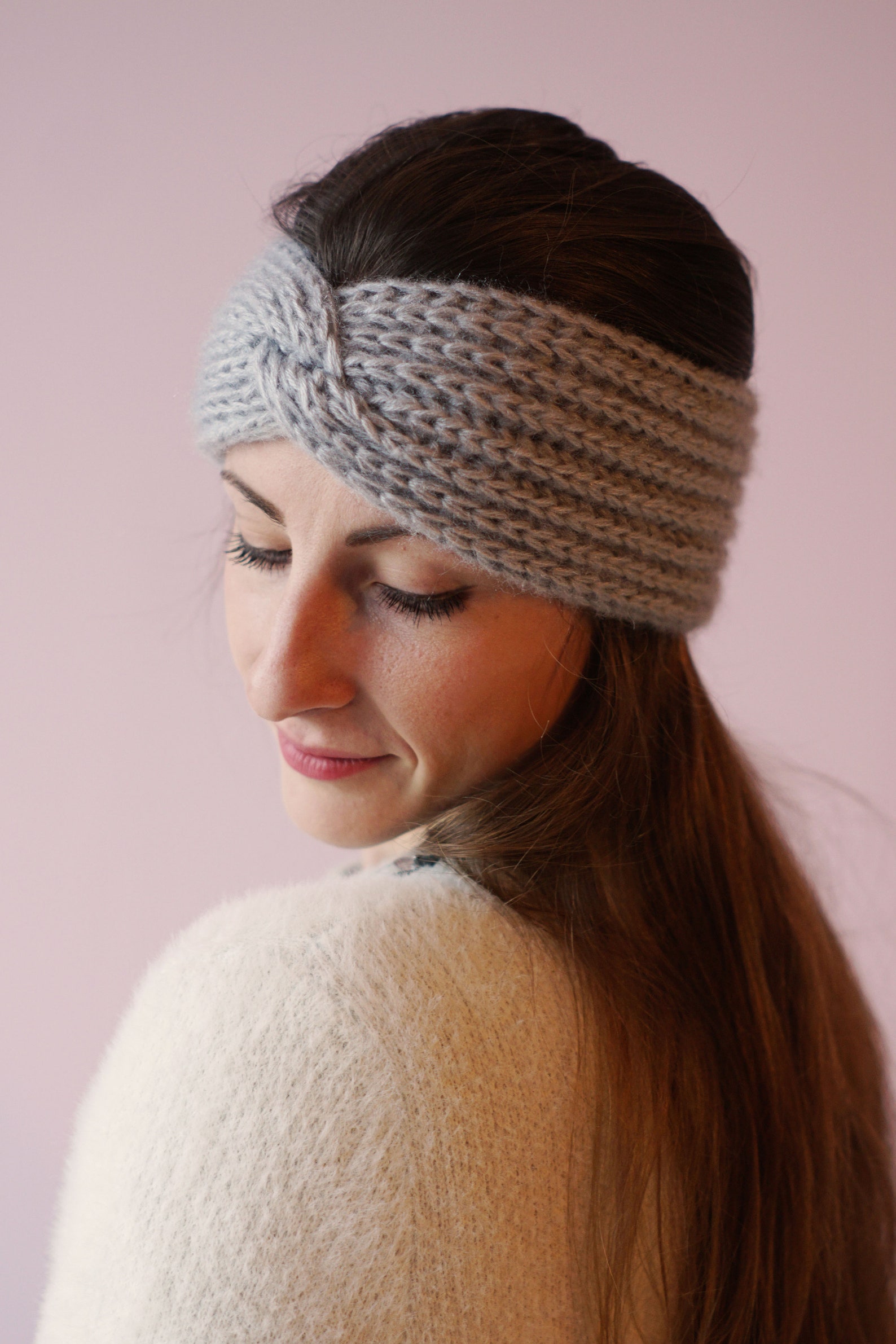 Knitted Headband Knit Hair Accessories Gray Mohair Headband - Etsy