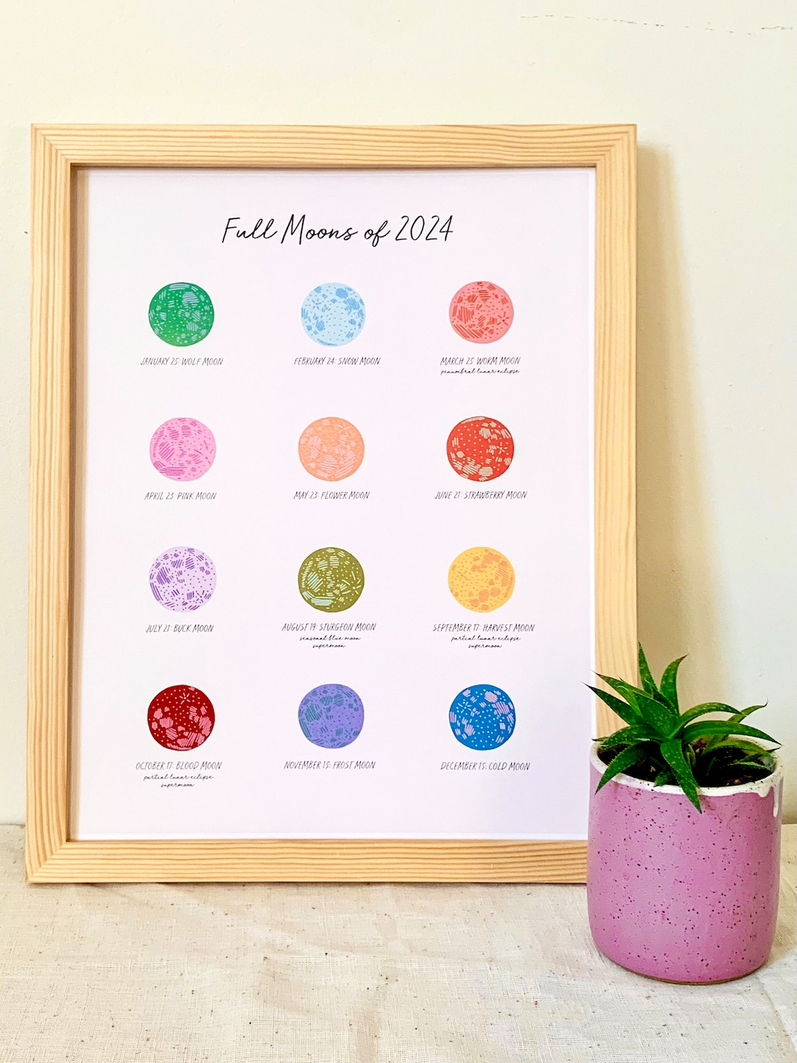 2024 Full Moon Calendar - Etsy UK
