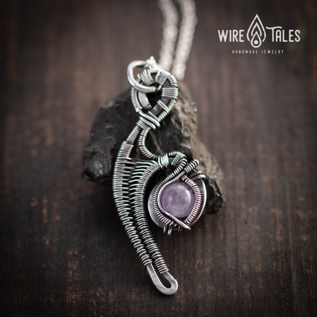Silver Filled Amethyst Crystal Necklace, Wire Wrapped Jewelry ...
