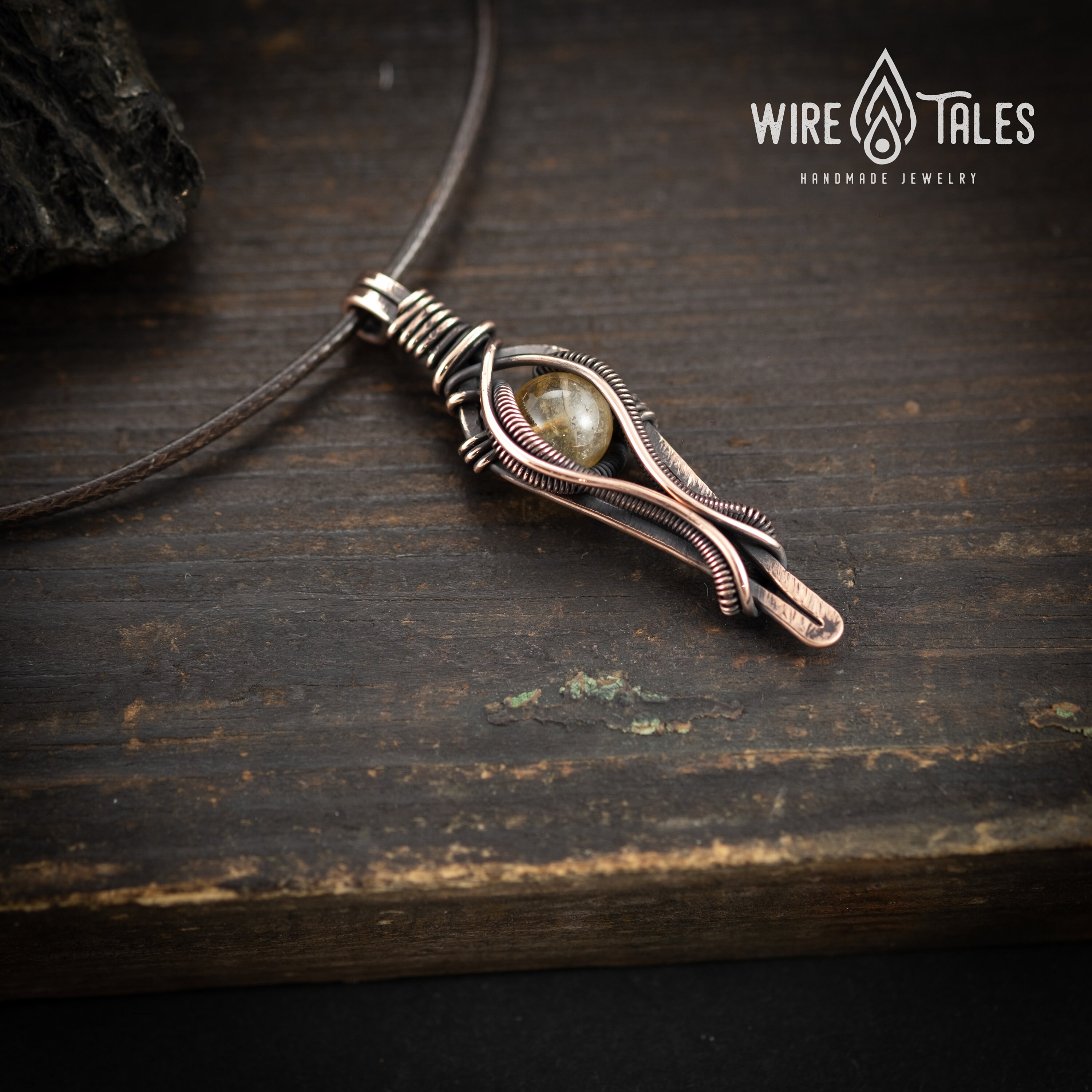 Natural Spiritual Healing Wire Wrapped Citrine Crystal Pendant ...