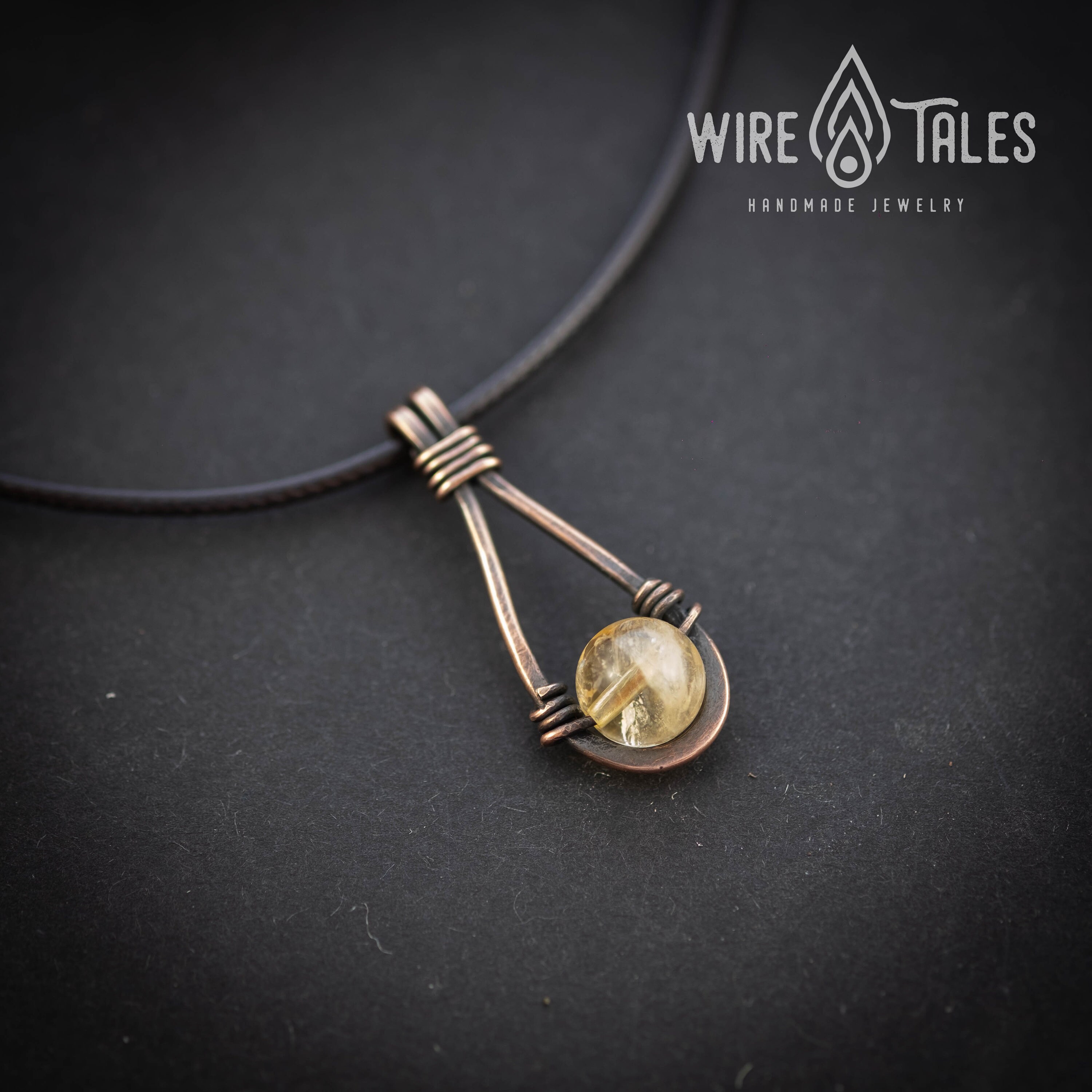 Citrine Wire Wrapped Pendant, Crystal Healing Anxiety Relief Elven ...