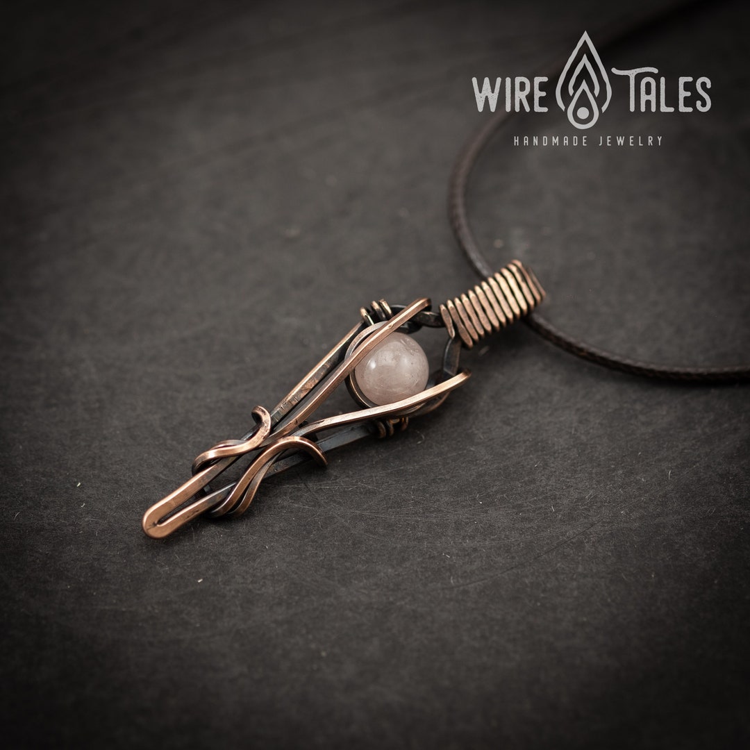 Calming Necklace, Anxiety Relief Wire Wrapped Pendant, Rose Quartz Anti ...