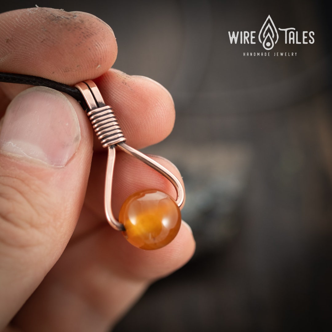 Carnelian Crystal Gemstone Necklace, Anxiety Relief Protection Amulet ...