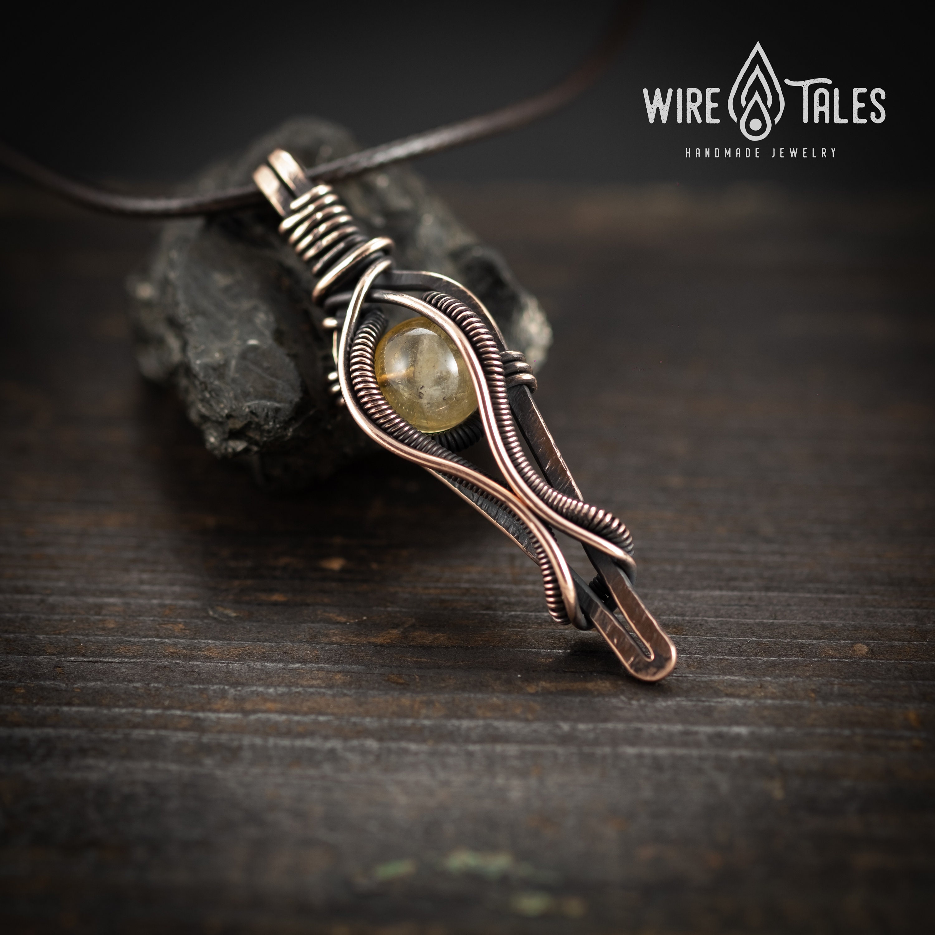 Natural Spiritual Healing Wire Wrapped Citrine Crystal Pendant ...