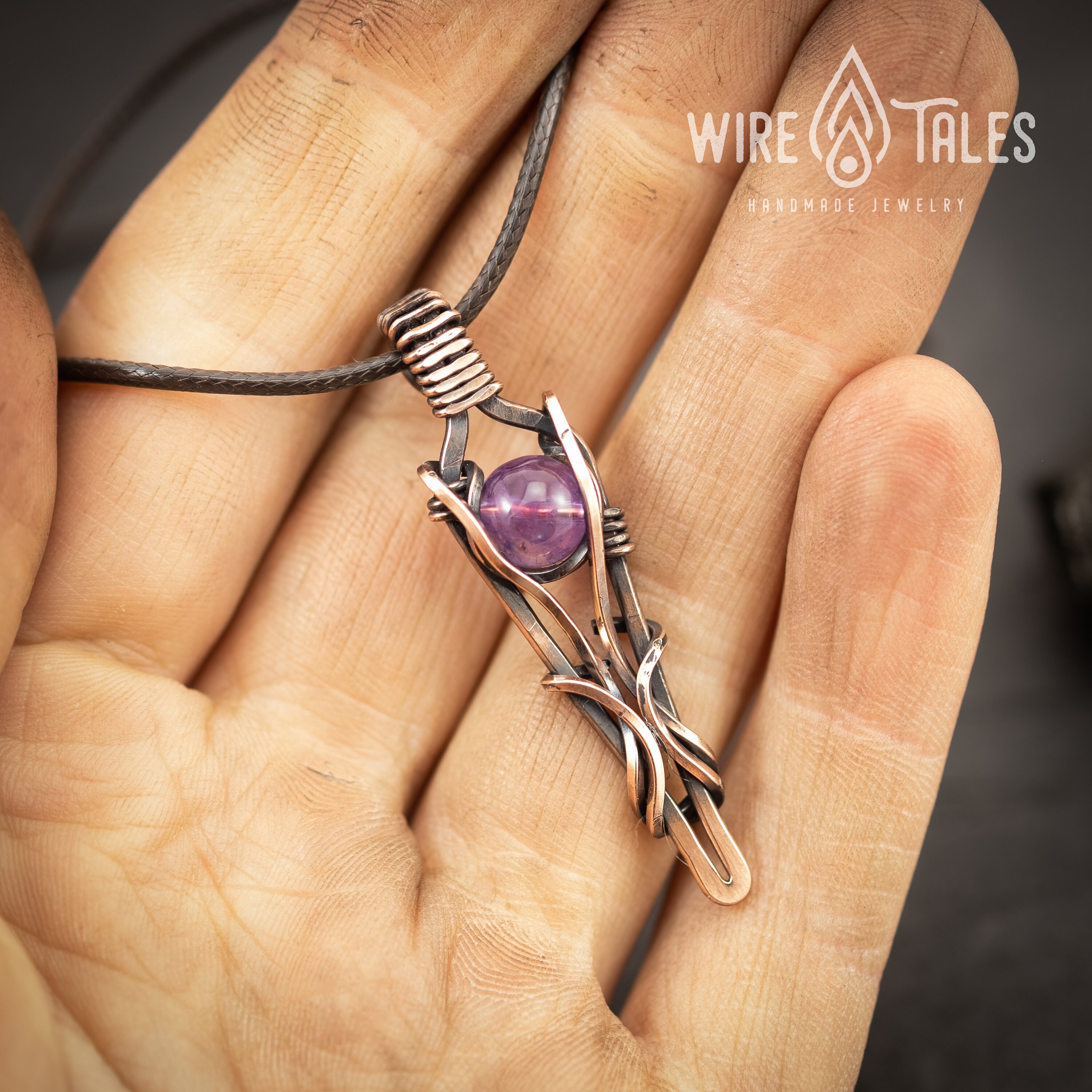 Wire Wrapped Amethyst Pendant Necklace, Protection Crystal Necklace ...