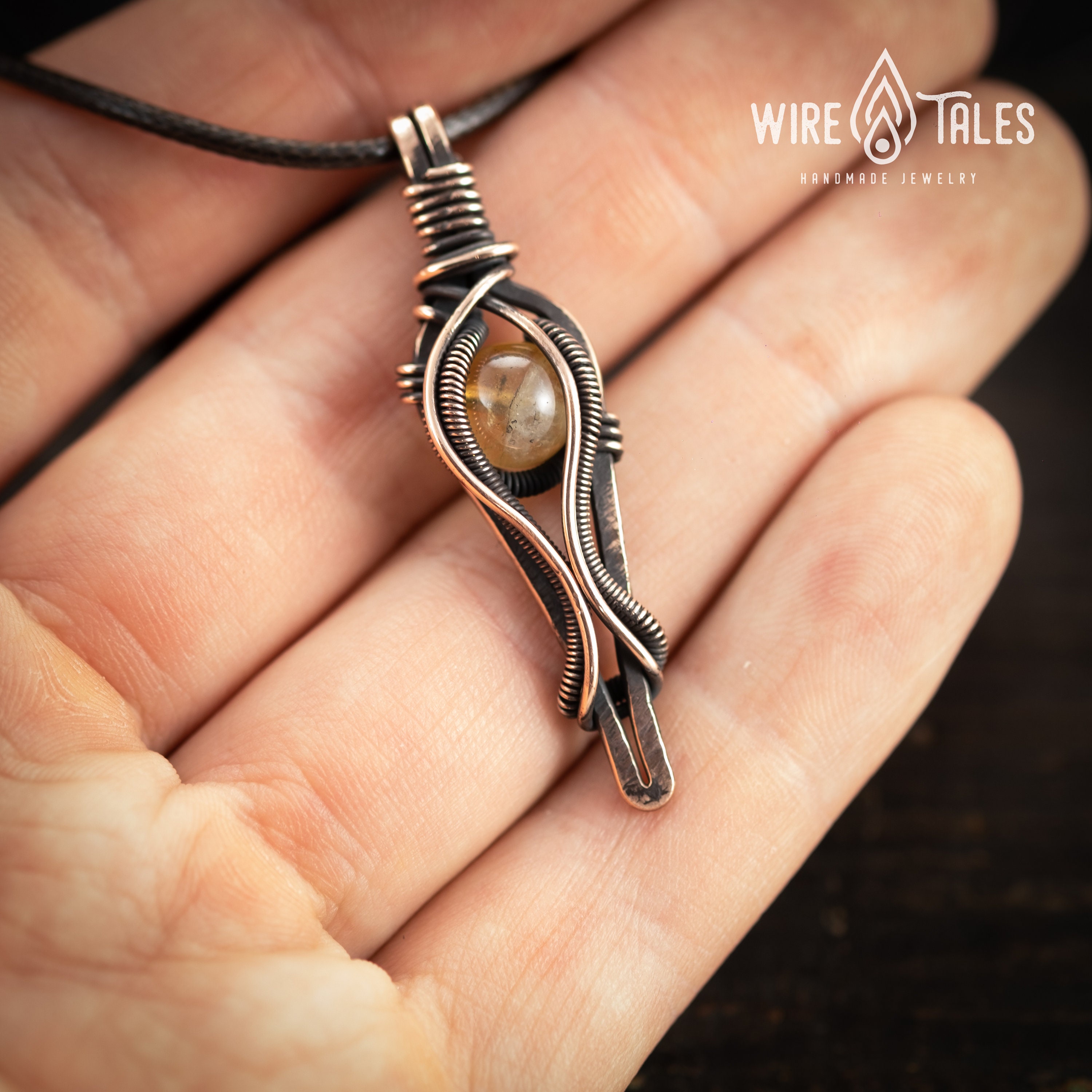 Natural Spiritual Healing Wire Wrapped Citrine Crystal Pendant ...