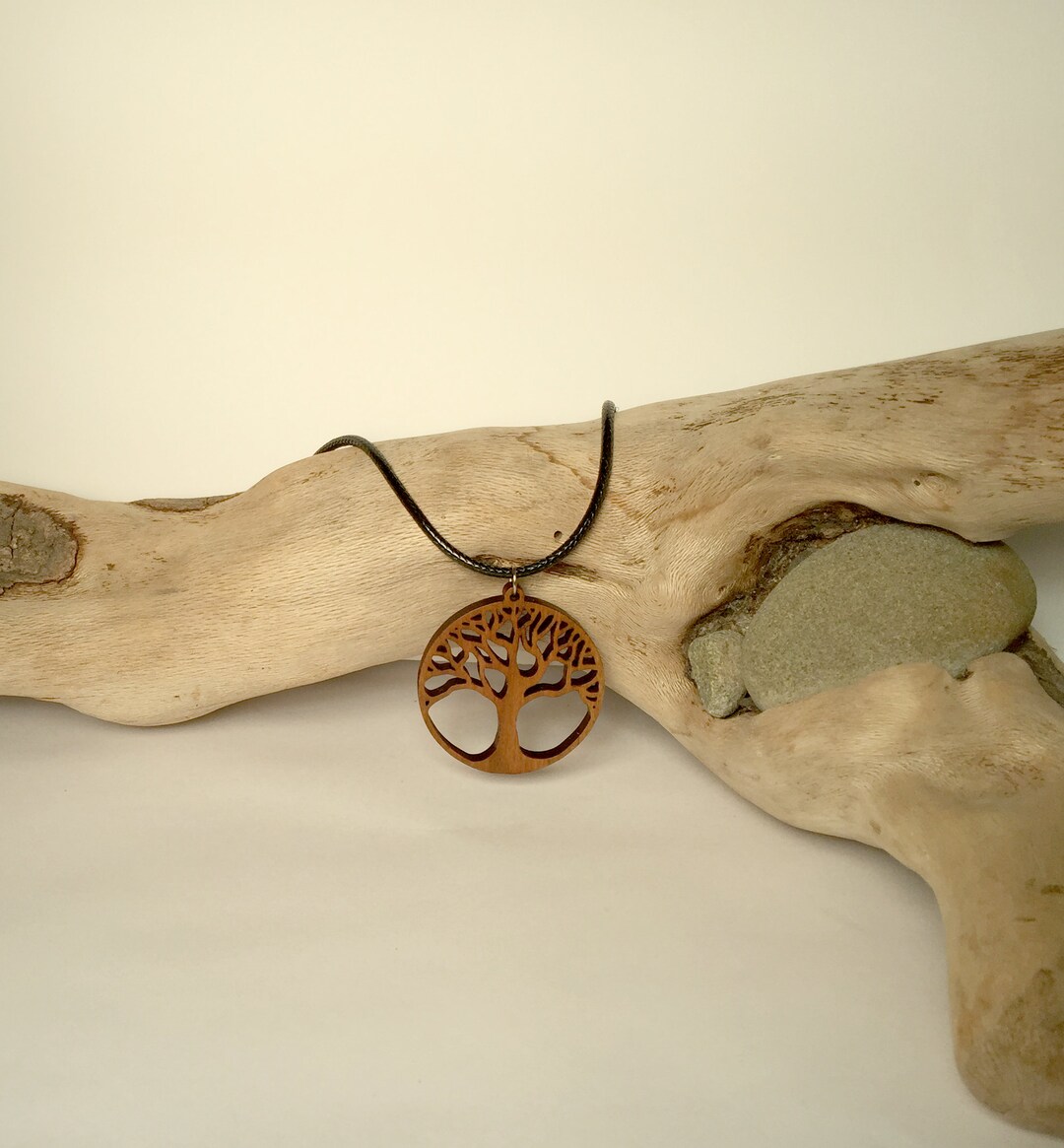 Tree of Life Wood Pendant, Cherry Wood Pendant, Yoga Jewelry, Nature ...