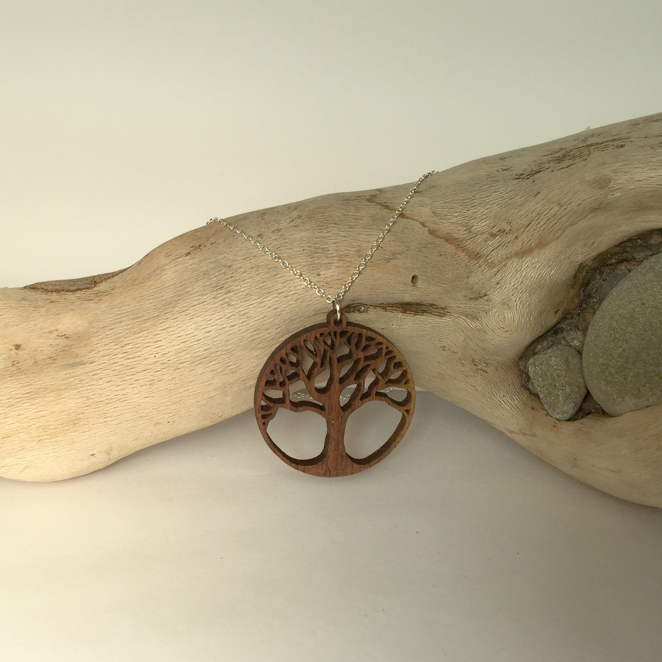 Tree of Life Wood Pendant, Cherry Wood Pendant, Yoga Jewelry, Nature ...