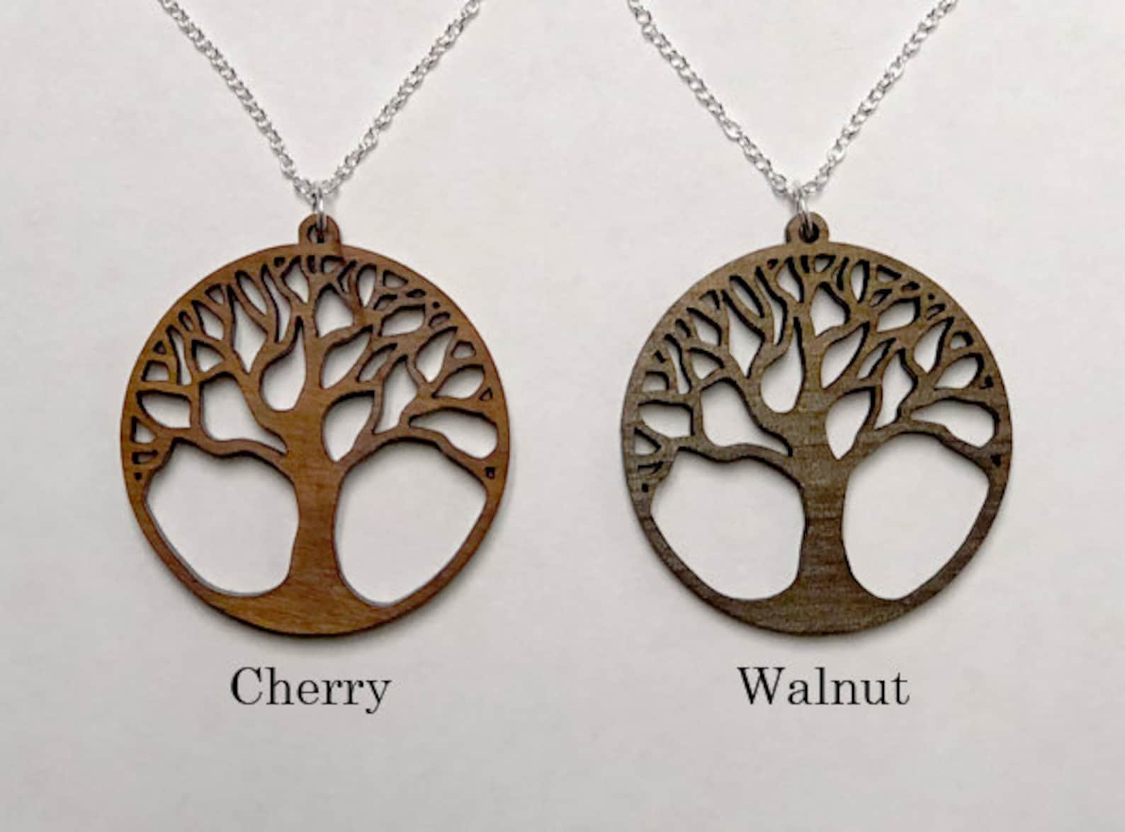 Tree of Life Wood Pendant, Cherry Wood Pendant, Yoga Jewelry, Nature ...