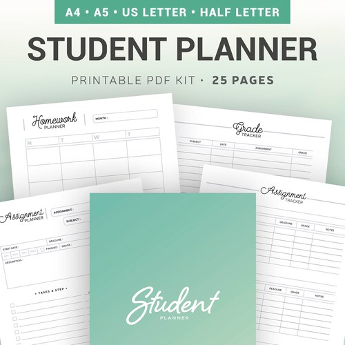 STUDENT PLANNER / Printable / Homework Planner School Lesson - Etsy