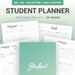 STUDENT PLANNER / Printable / Homework Planner, School, Lesson Planner ...