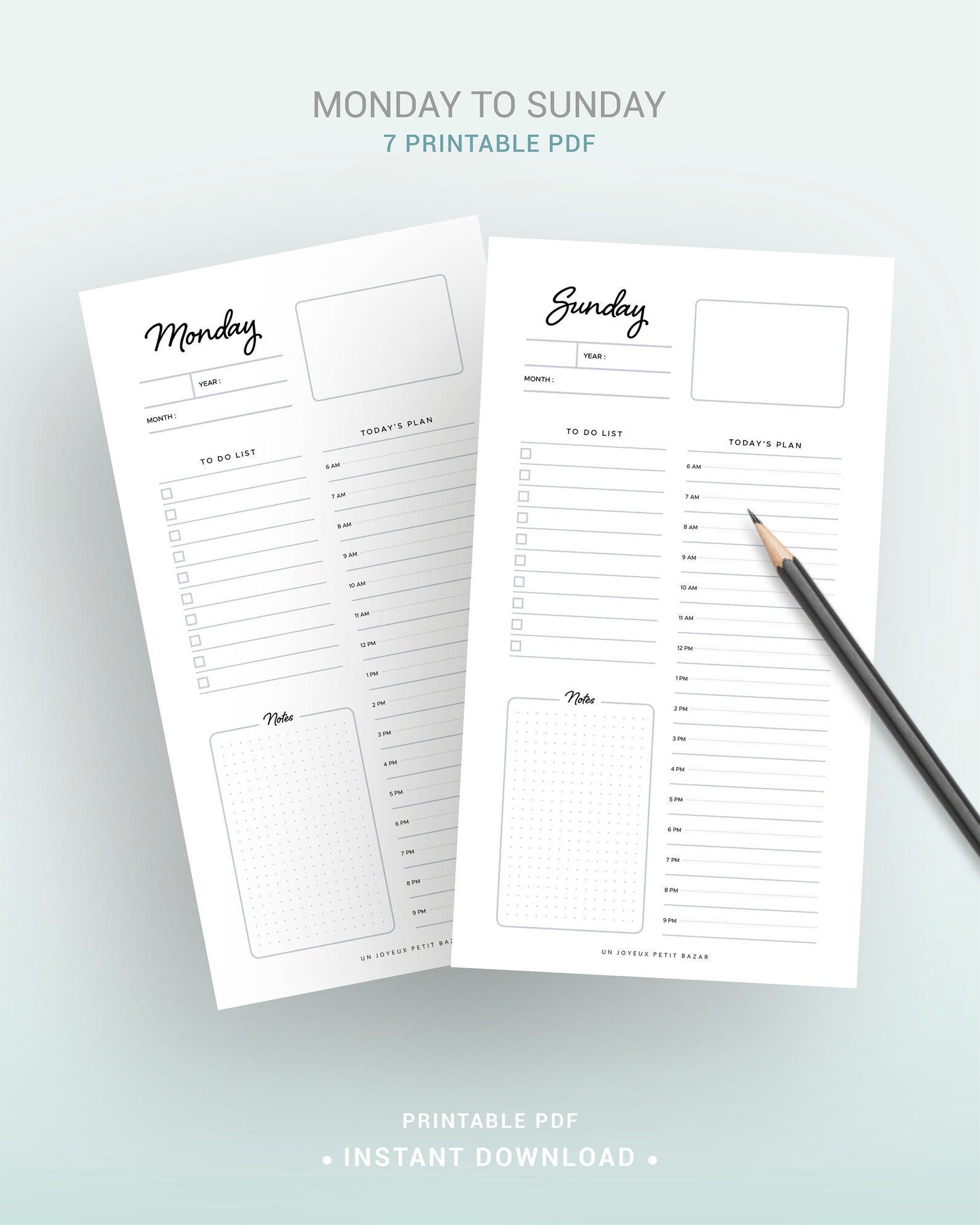 DAILY PLAN, Undated Daily Planner, Daily Diary, Printable Planner, 366 ...
