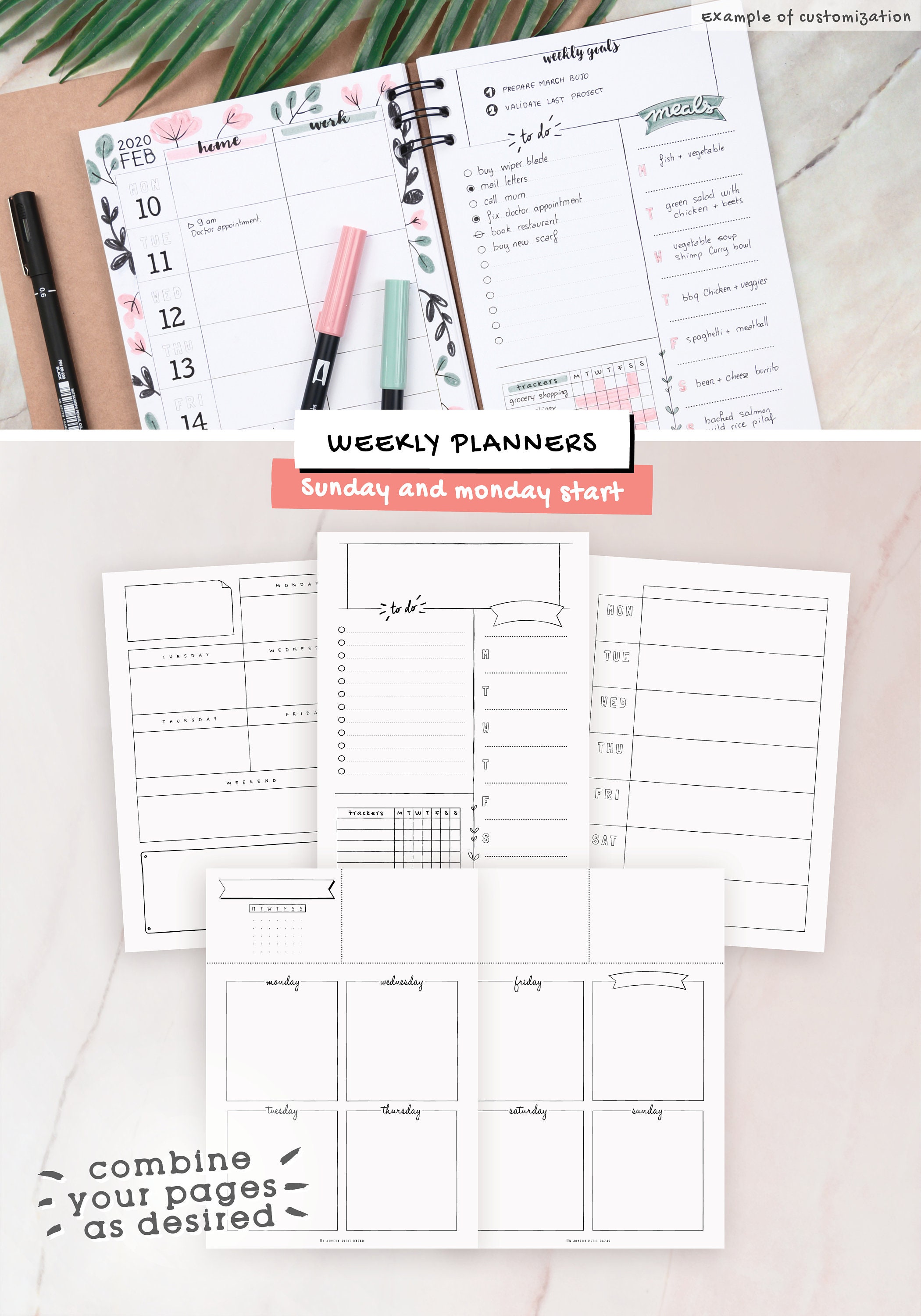 Illustrated Printable Pages for Bujo Undated Planner Inserts - Etsy