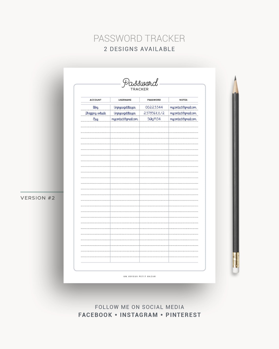 PASSWORD TRACKER / Printable / Account Information Tracker, Pass Code ...