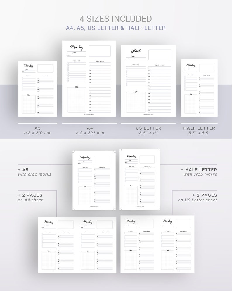 DAILY PLAN, Undated Daily Planner, Daily Diary, Printable Planner, 366 ...