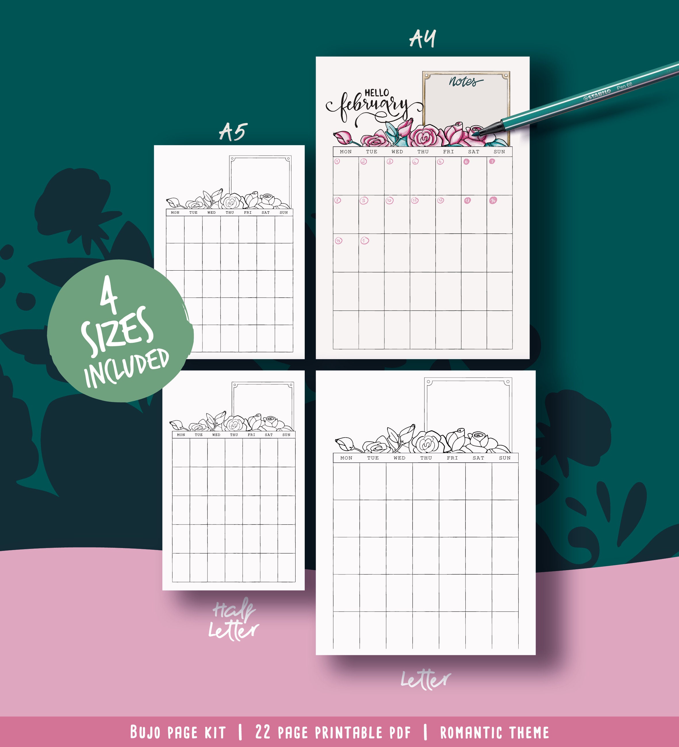 Printable Pages for Illustrated Planner Coloring Romantic - Etsy