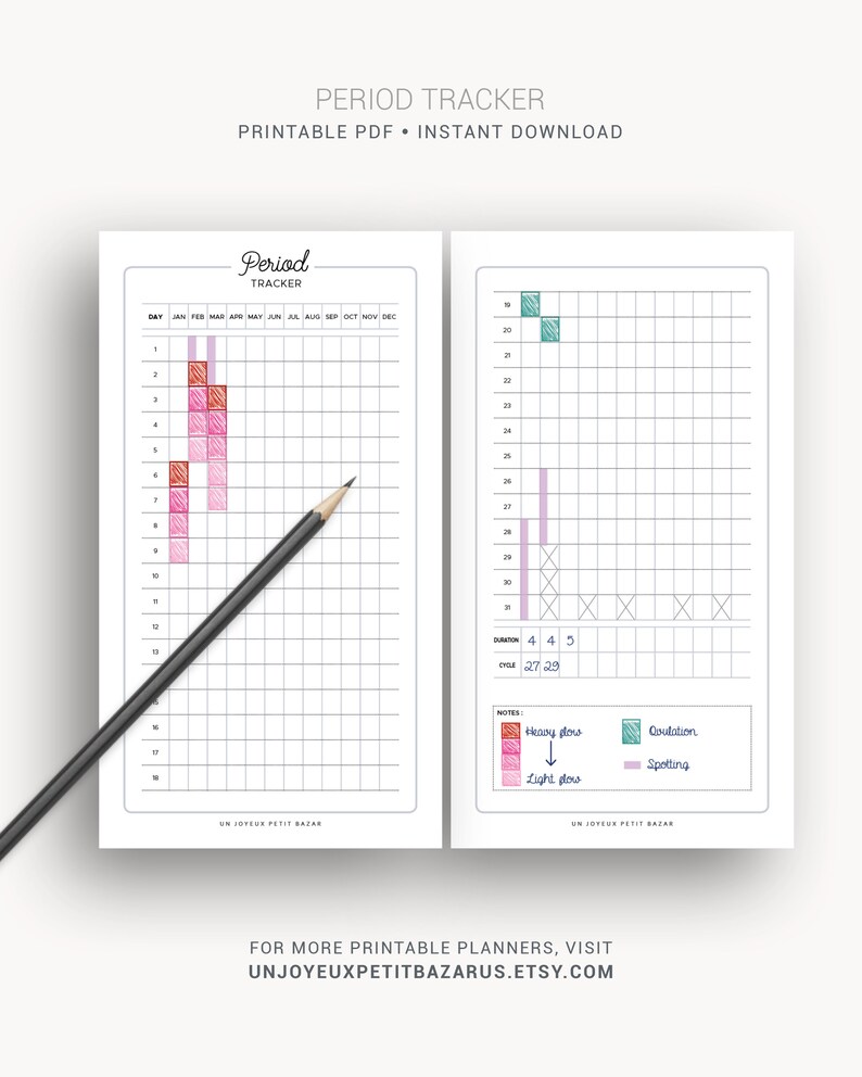 Period Tracker, Printable Planner Inserts for A6 and Personal Sizes ...
