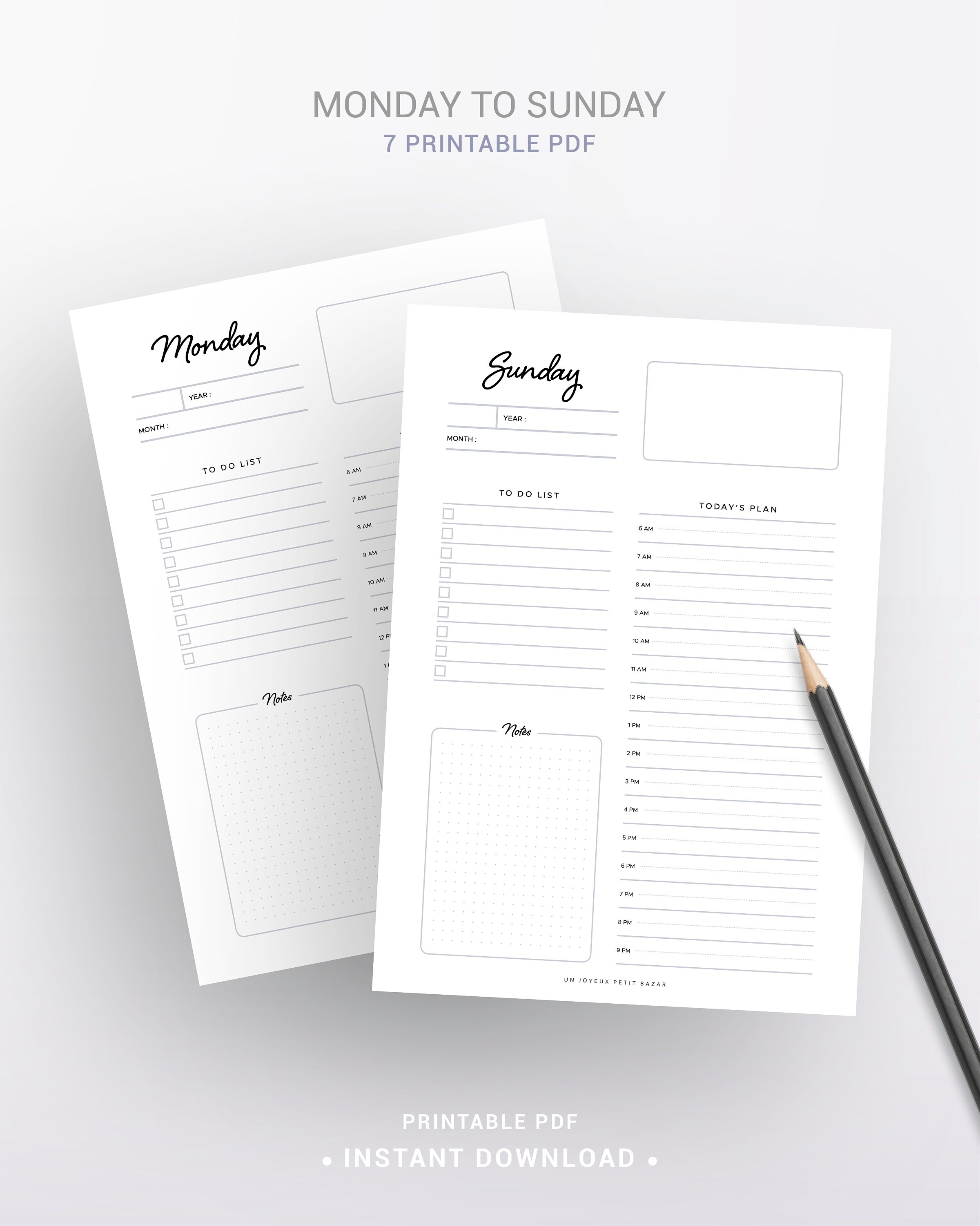 DAILY PLAN, Undated Daily Planner, Daily Diary, Printable Planner, 366 ...