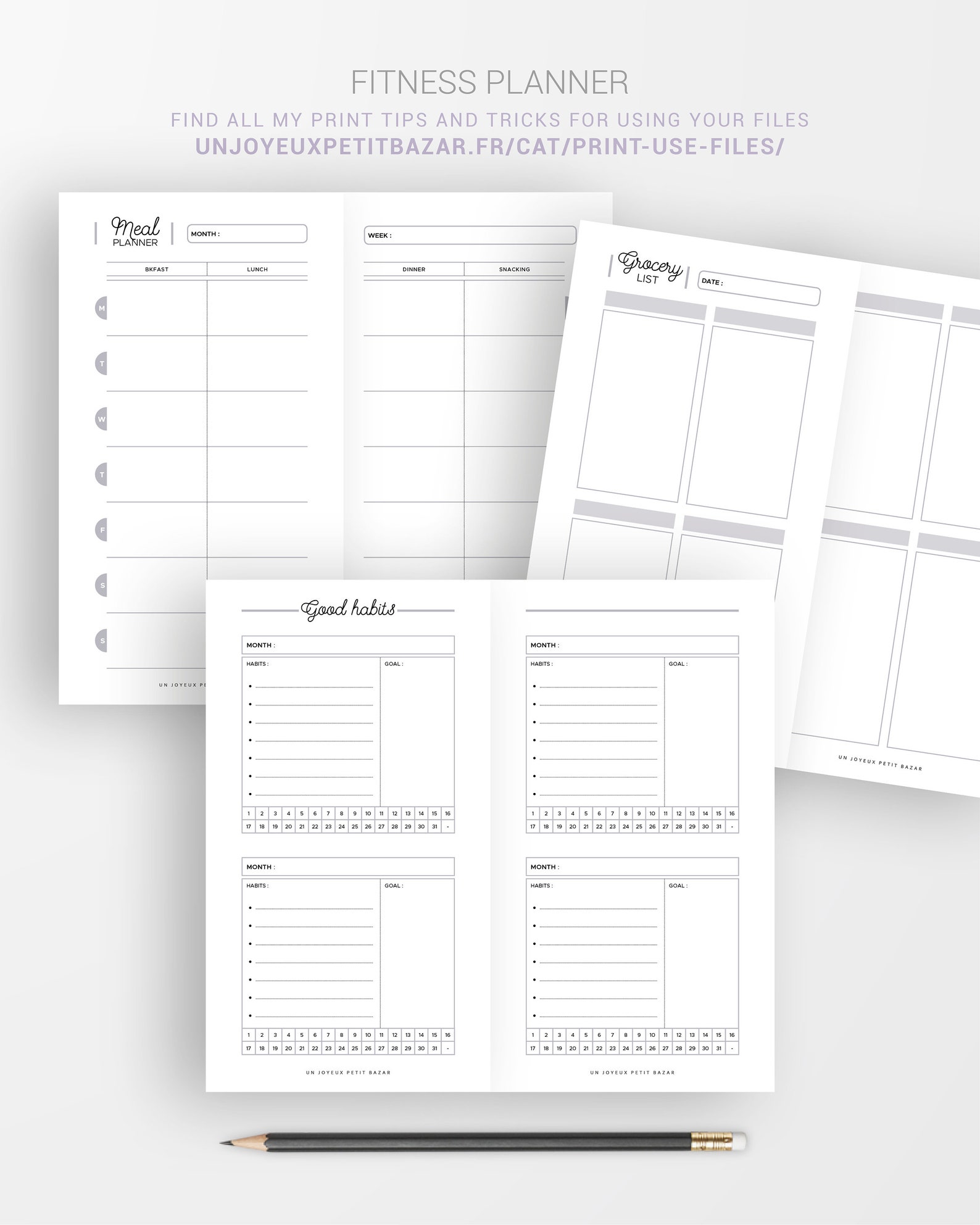 FITNESS PLANNER Printable, Fitness Goals, Food Diary, Fitness Challenge ...