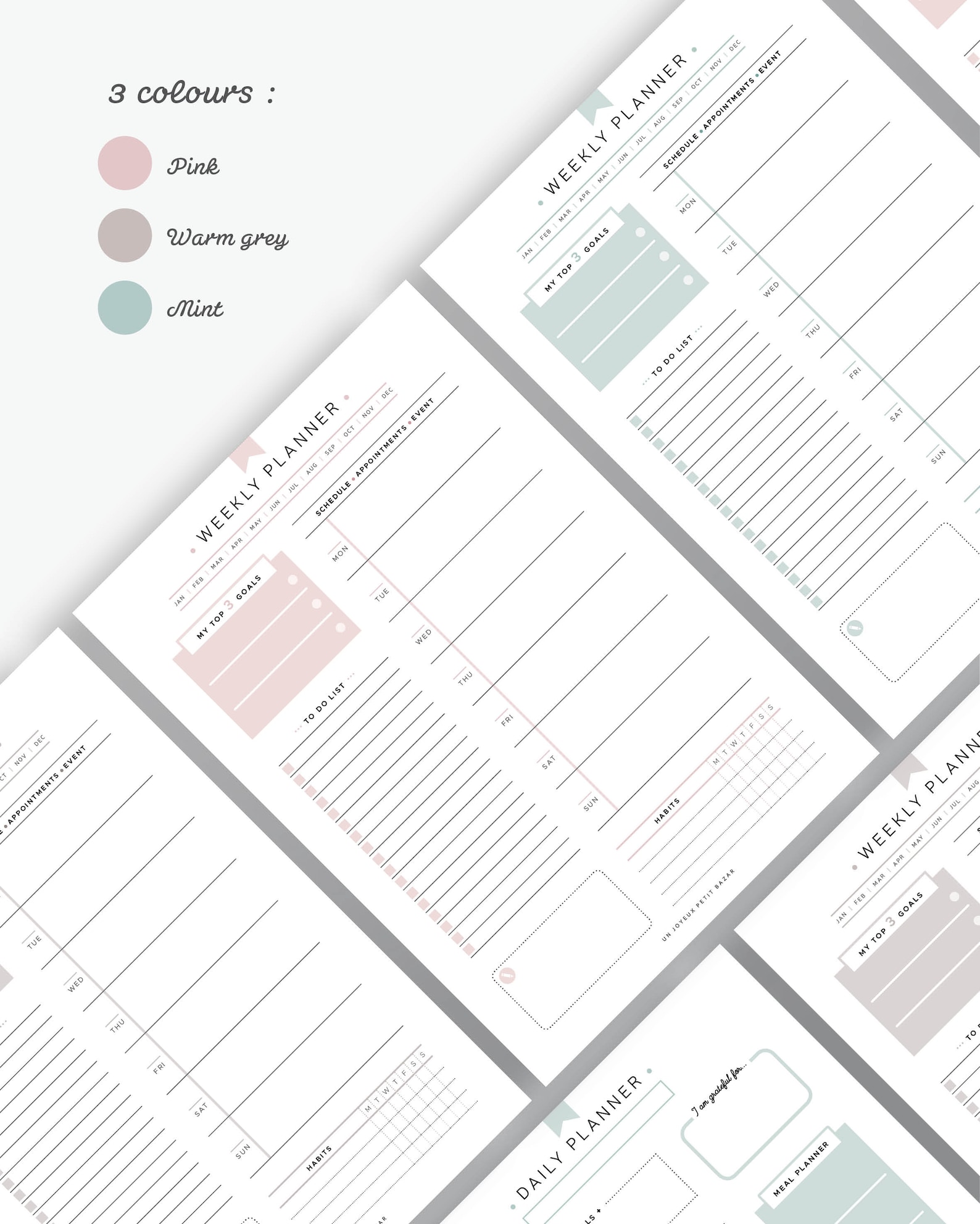 Weekly Planner Page, Printable Fillable PDF Insert for Time Management ...