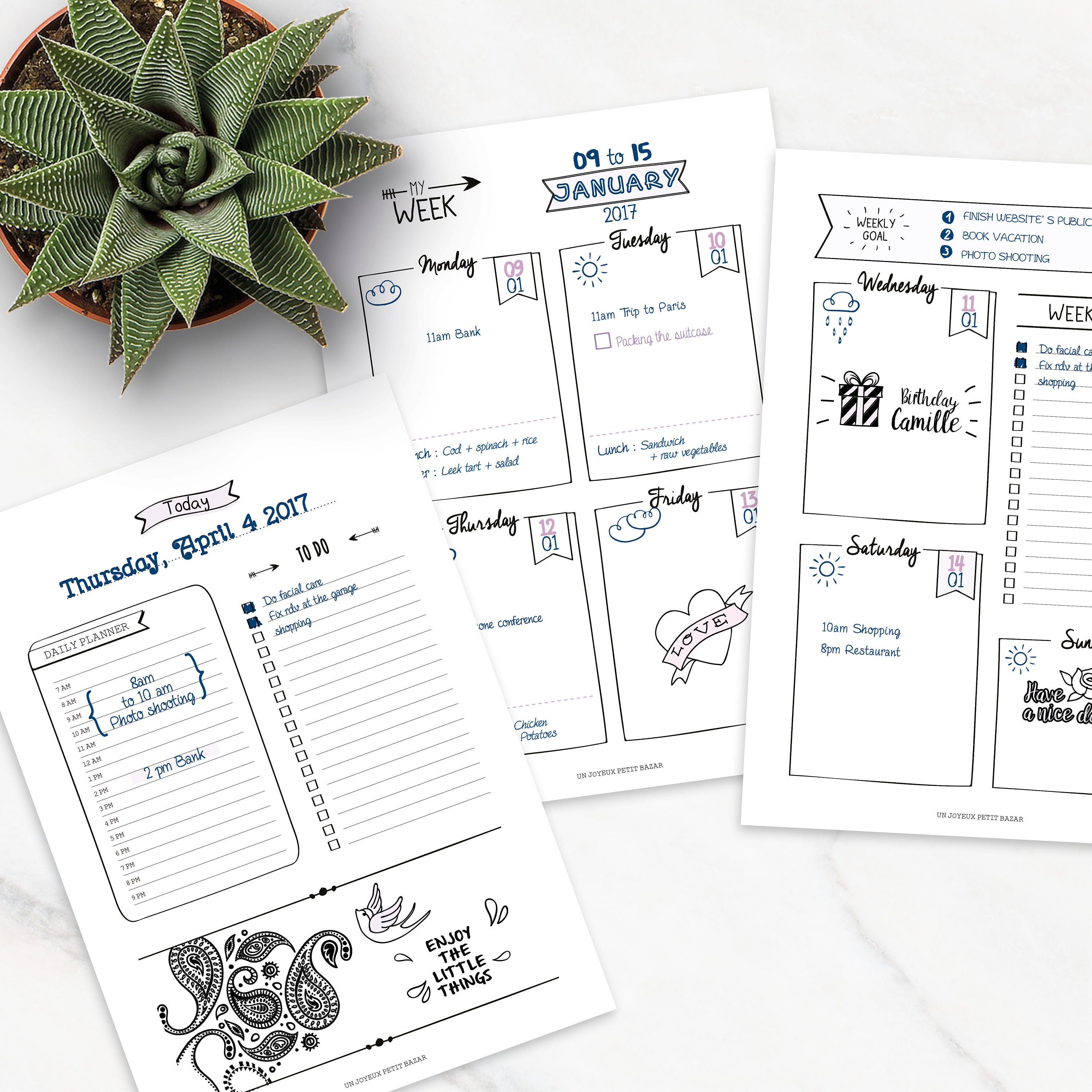 Illustrated Printable Pages for Planner Undated Monthly - Etsy
