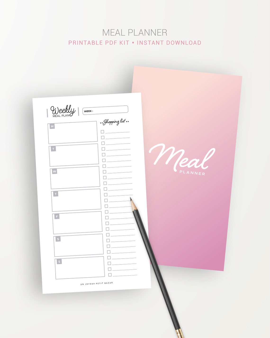 MEAL PLANNER Printable, Shopping List, Recipe Cards, Preparation of ...