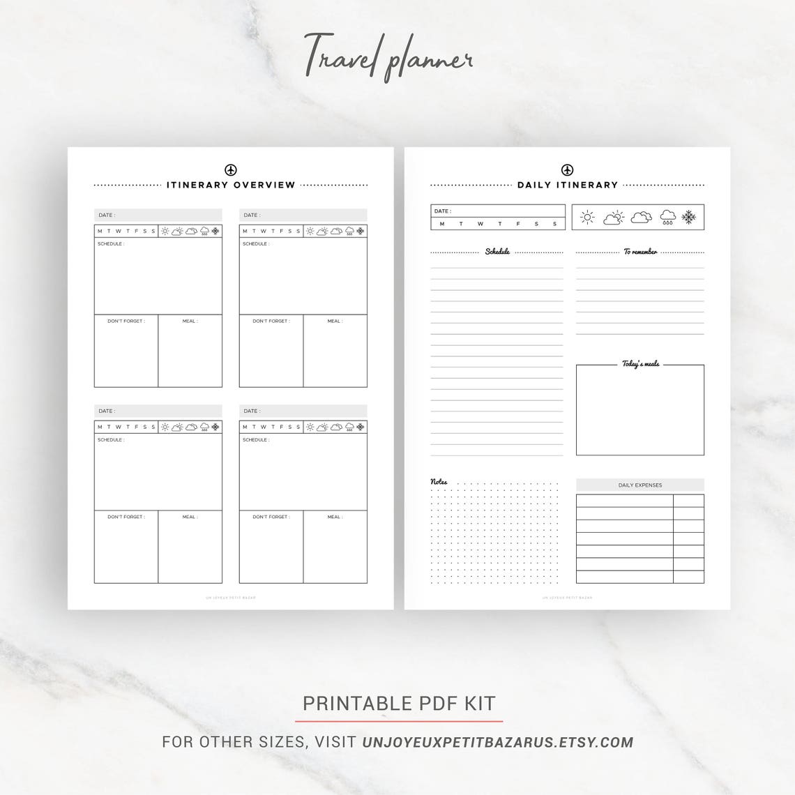 TRAVEL PLANNER, Printable Planner, Packing List, Road Map, Daily ...