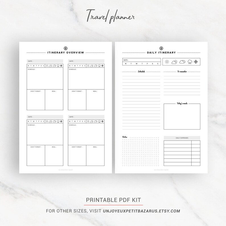 TRAVEL PLANNER, Printable Planner, Packing List, Road Map, Daily ...