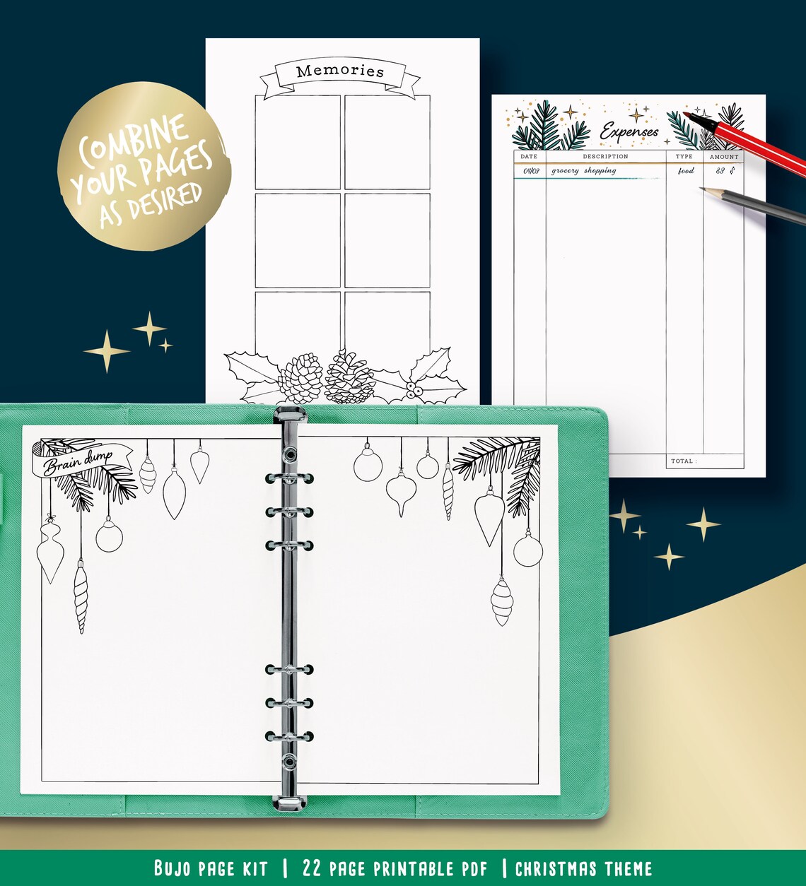 Printable Pages for Illustrated Planner, Christmas & Winter Theme ...